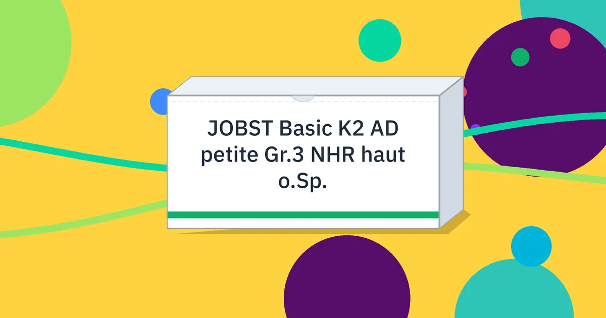 Symbolbild: Packung mit der Aufschrift JOBST Basic K2 AD petite Gr.3 NHR haut o.Sp. (PZN 15312604) – Verfügbarkeit und Bezug in Apotheken in Frankfurt am Main