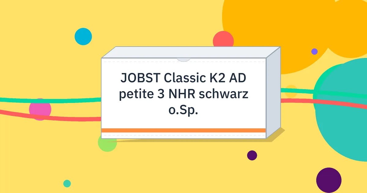 Symbolbild: Packung mit der Aufschrift JOBST Classic K2 AD petite 3 NHR schwarz o.Sp. (PZN 13061457) – Verfügbarkeit und Bezug in Apotheken in Frankfurt am Main
