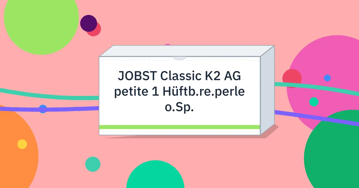 Symbolbild: Packung mit der Aufschrift JOBST Classic K2 AG petite 1 Hüftb.re.perle o.Sp. (PZN 13065633) – Verfügbarkeit und Bezug in Apotheken in Frankfurt am Main