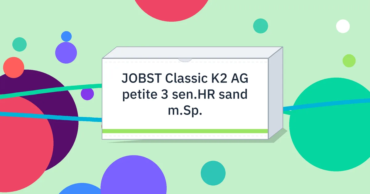 Symbolbild: Packung mit der Aufschrift JOBST Classic K2 AG petite 3 sen.HR sand m.Sp. (PZN 17961531) – Verfügbarkeit und Bezug in Apotheken in Frankfurt am Main