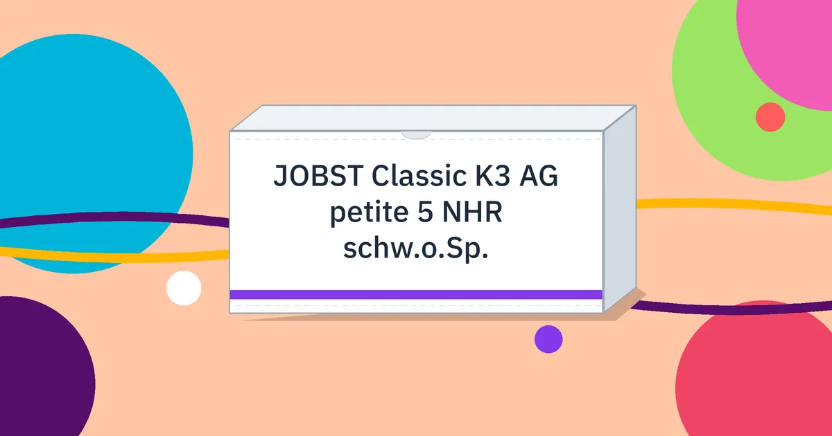 Symbolbild: Packung mit der Aufschrift JOBST Classic K3 AG petite 5 NHR schw.o.Sp. (PZN 13073012) – Verfügbarkeit und Bezug in Apotheken in Frankfurt am Main