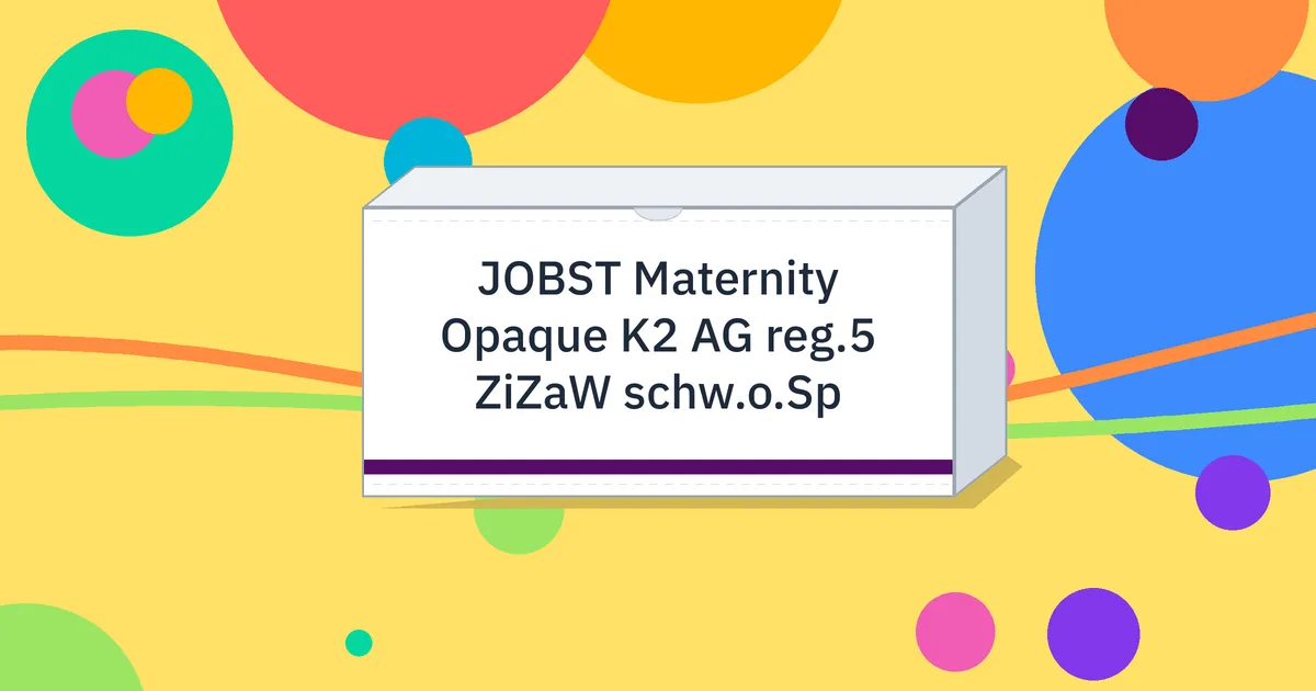 Symbolbild: Packung mit der Aufschrift JOBST Maternity Opaque K2 AG reg.5 ZiZaW schw.o.Sp (PZN 15853599) – Verfügbarkeit und Bezug in Apotheken in Frankfurt am Main