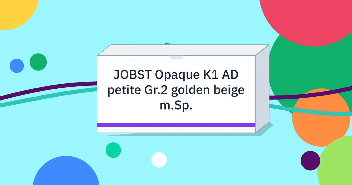 Symbolbild: Packung mit der Aufschrift JOBST Opaque K1 AD petite Gr.2 golden beige m.Sp. (PZN 16263776) – Verfügbarkeit und Bezug in Apotheken in Frankfurt am Main