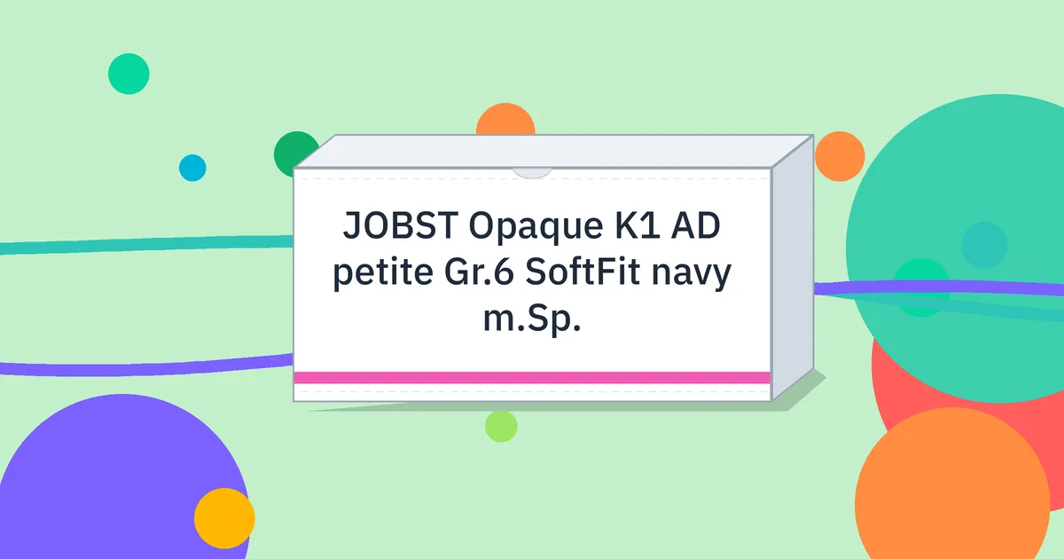 Symbolbild: Packung mit der Aufschrift JOBST Opaque K1 AD petite Gr.6 SoftFit navy m.Sp. (PZN 13079457) – Verfügbarkeit und Bezug in Apotheken in Frankfurt am Main