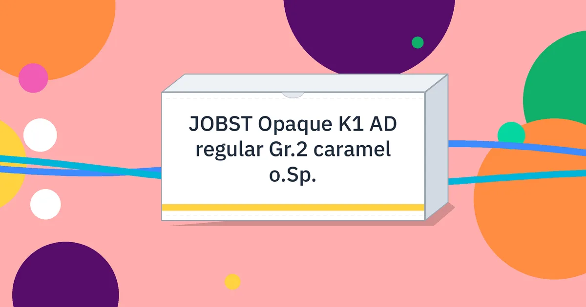 Symbolbild: Packung mit der Aufschrift JOBST Opaque K1 AD regular Gr.2 caramel o.Sp. (PZN 13082264) – Verfügbarkeit und Bezug in Apotheken in Frankfurt am Main
