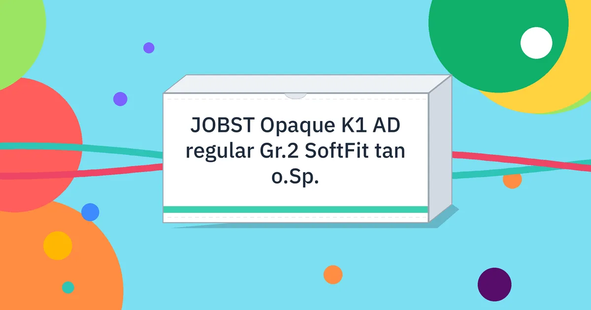 Symbolbild: Packung mit der Aufschrift JOBST Opaque K1 AD regular Gr.2 SoftFit tan o.Sp. (PZN 16263049) – Verfügbarkeit und Bezug in Apotheken in Frankfurt am Main