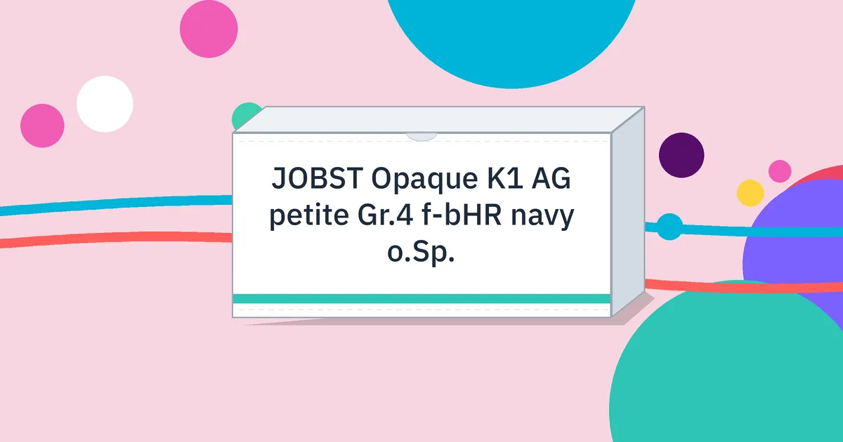 Symbolbild: Packung mit der Aufschrift JOBST Opaque K1 AG petite Gr.4 f-bHR navy o.Sp. (PZN 13087439) – Verfügbarkeit und Bezug in Apotheken in Frankfurt am Main