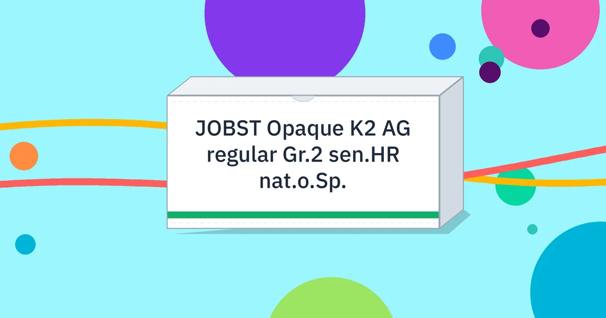 Symbolbild: Packung mit der Aufschrift JOBST Opaque K2 AG regular Gr.2 sen.HR nat.o.Sp. (PZN 12142432) – Verfügbarkeit und Bezug in Apotheken in Frankfurt am Main