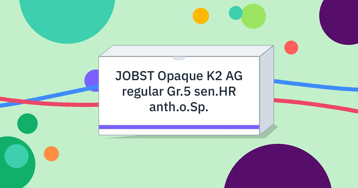 Symbolbild: Packung mit der Aufschrift JOBST Opaque K2 AG regular Gr.5 sen.HR anth.o.Sp. (PZN 16279754) – Verfügbarkeit und Bezug in Apotheken in Frankfurt am Main