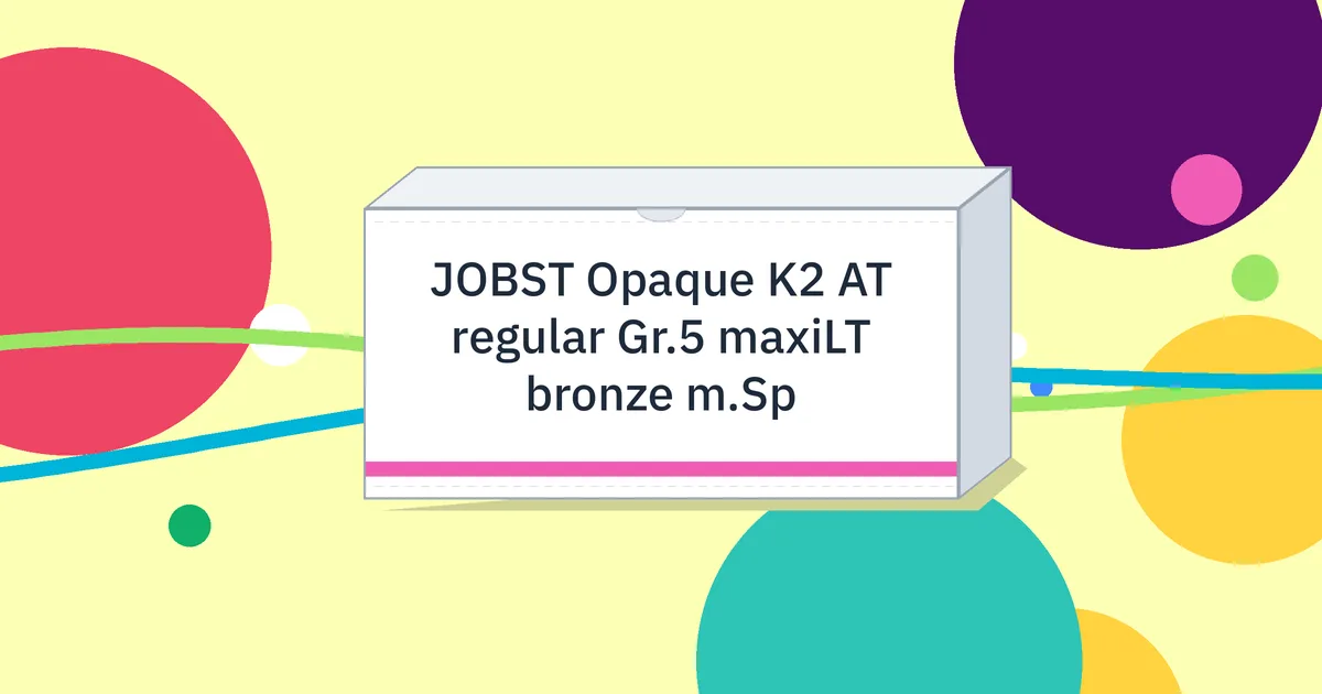 Symbolbild: Packung mit der Aufschrift JOBST Opaque K2 AT regular Gr.5 maxiLT bronze m.Sp (PZN 13121366) – Verfügbarkeit und Bezug in Apotheken in Frankfurt am Main