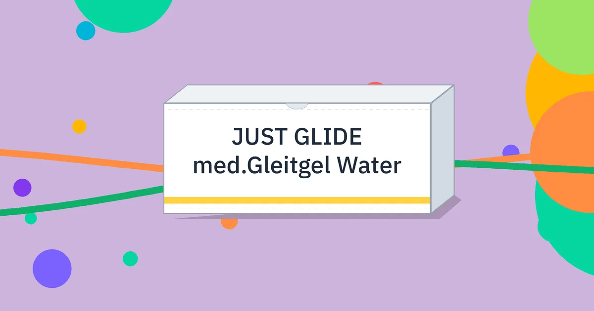 Symbolbild: Packung mit der Aufschrift JUST GLIDE med.Gleitgel Water (PZN 10227360) – Verfügbarkeit und Bezug in Apotheken in Frankfurt am Main