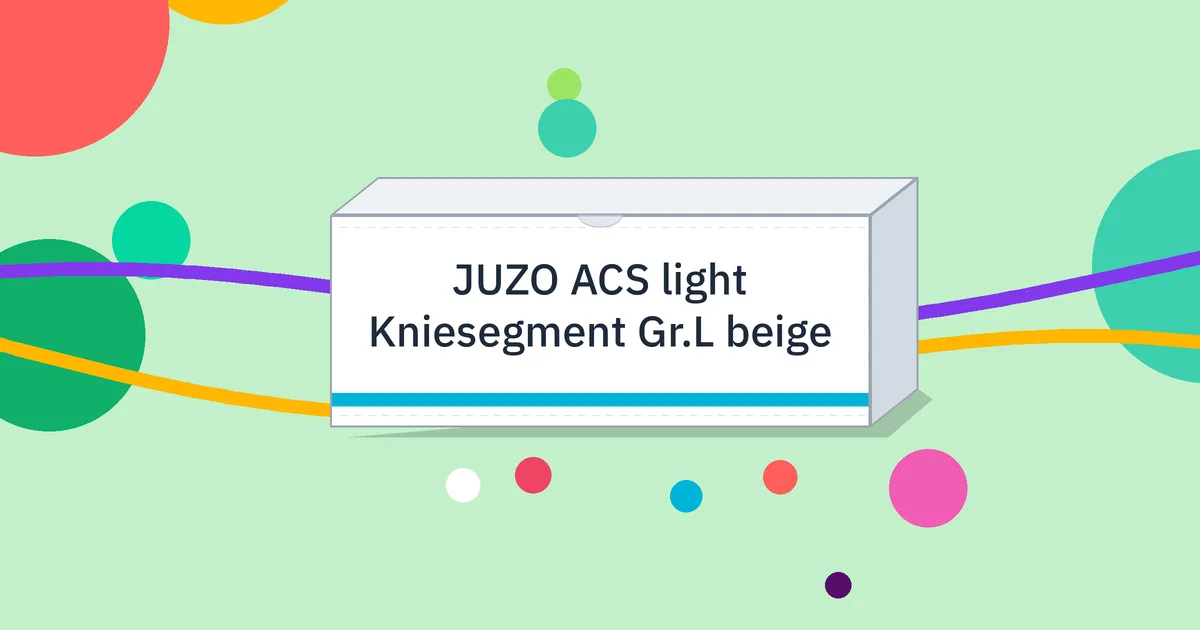 Symbolbild: Packung mit der Aufschrift JUZO ACS light Kniesegment Gr.L beige (PZN 13885193) – Verfügbarkeit und Bezug in Apotheken in Frankfurt am Main