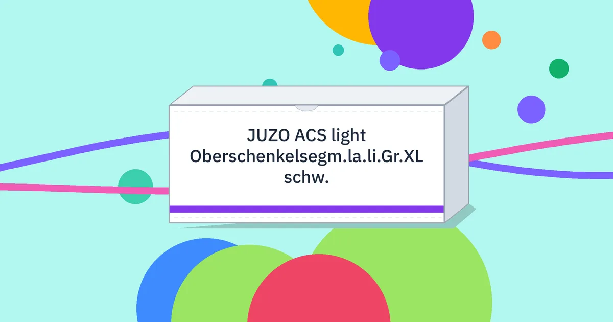 Symbolbild: Packung mit der Aufschrift JUZO ACS light Oberschenkelsegm.la.li.Gr.XL schw. (PZN 13576026) – Verfügbarkeit und Bezug in Apotheken in Frankfurt am Main