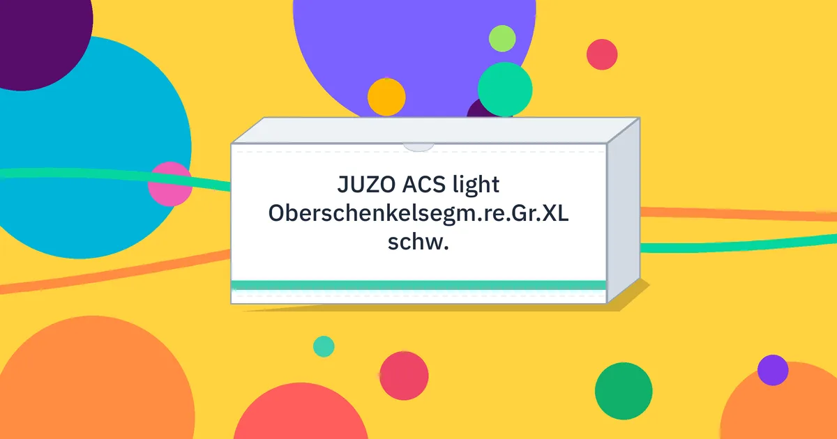 Symbolbild: Packung mit der Aufschrift JUZO ACS light Oberschenkelsegm.re.Gr.XL schw. (PZN 13575682) – Verfügbarkeit und Bezug in Apotheken in Frankfurt am Main