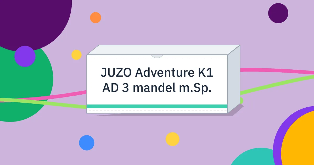 Symbolbild: Packung mit der Aufschrift JUZO Adventure K1 AD 3 mandel m.Sp. (PZN 14971598) – Verfügbarkeit und Bezug in Apotheken in Frankfurt am Main