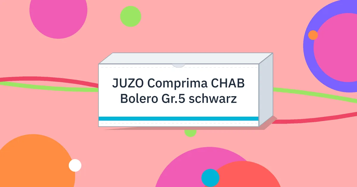 Symbolbild: Packung mit der Aufschrift JUZO Comprima CHAB Bolero Gr.5 schwarz (PZN 20781956) – Verfügbarkeit und Bezug in Apotheken in Frankfurt am Main