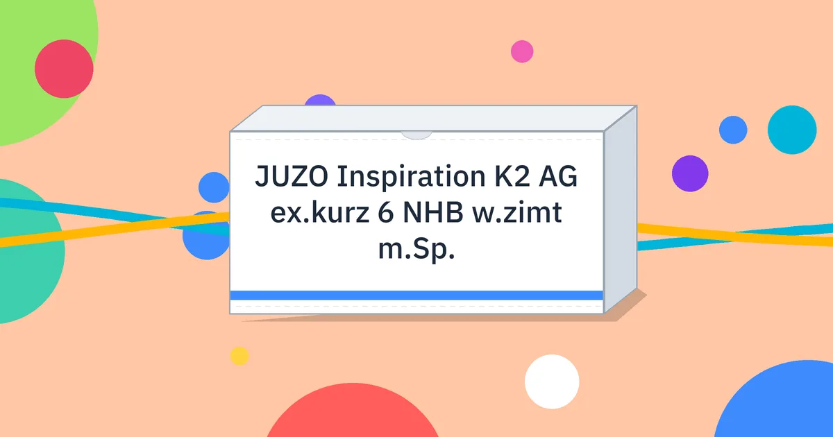 Symbolbild: Packung mit der Aufschrift JUZO Inspiration K2 AG ex.kurz 6 NHB w.zimt m.Sp. (PZN 14965563) – Verfügbarkeit und Bezug in Apotheken in Frankfurt am Main