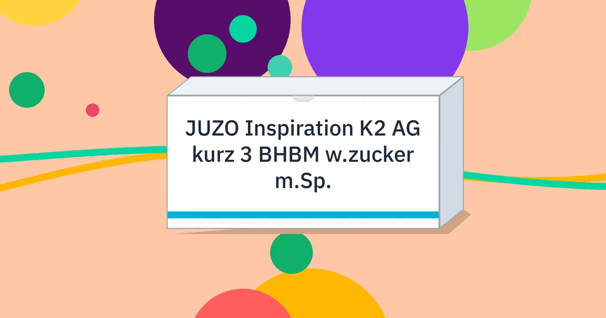 Symbolbild: Packung mit der Aufschrift JUZO Inspiration K2 AG kurz 3 BHBM w.zucker m.Sp. (PZN 14883061) – Verfügbarkeit und Bezug in Apotheken in Frankfurt am Main