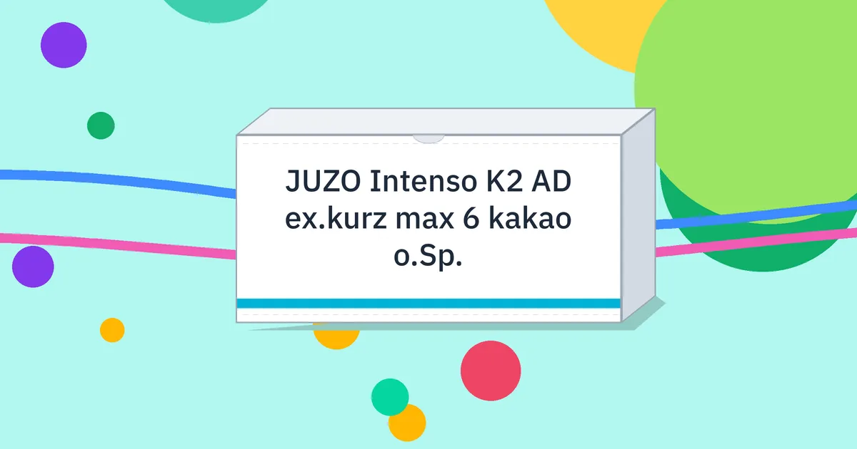 Symbolbild: Packung mit der Aufschrift JUZO Intenso K2 AD ex.kurz max 6 kakao o.Sp. (PZN 18617770) – Verfügbarkeit und Bezug in Apotheken in Frankfurt am Main