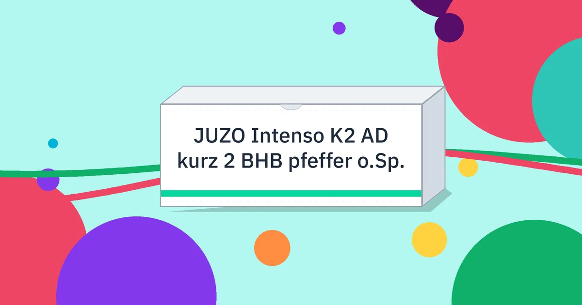 Symbolbild: Packung mit der Aufschrift JUZO Intenso K2 AD kurz 2 BHB pfeffer o.Sp. (PZN 18624876) – Verfügbarkeit und Bezug in Apotheken in Frankfurt am Main