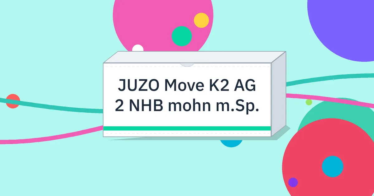 Symbolbild: Packung mit der Aufschrift JUZO Move K2 AG 2 NHB mohn m.Sp. (PZN 18555371) – Verfügbarkeit und Bezug in Apotheken in Frankfurt am Main