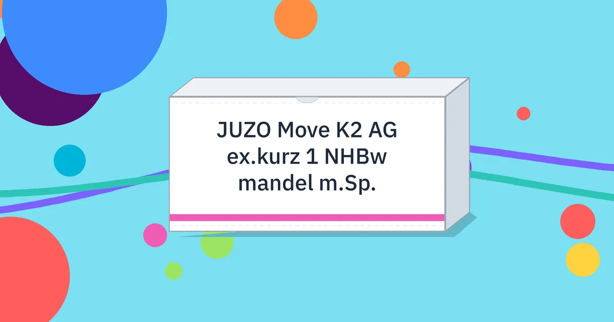 Symbolbild: Packung mit der Aufschrift JUZO Move K2 AG ex.kurz 1 NHBw mandel m.Sp. (PZN 16640670) – Verfügbarkeit und Bezug in Apotheken in Frankfurt am Main