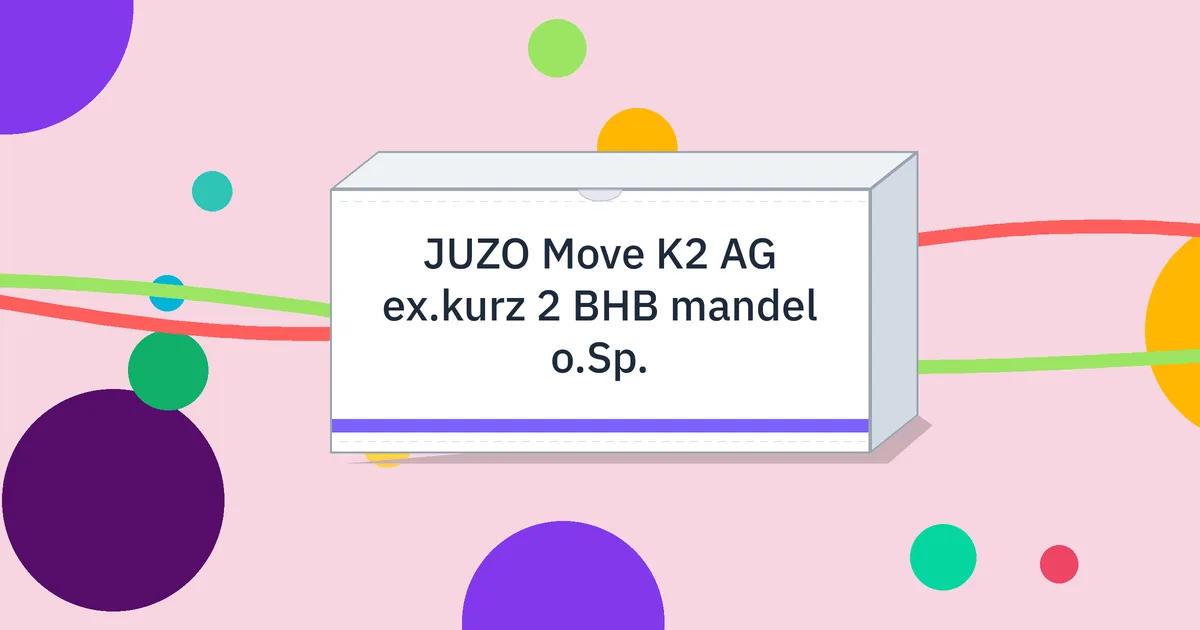 Symbolbild: Packung mit der Aufschrift JUZO Move K2 AG ex.kurz 2 BHB mandel o.Sp. (PZN 16639247) – Verfügbarkeit und Bezug in Apotheken in Frankfurt am Main