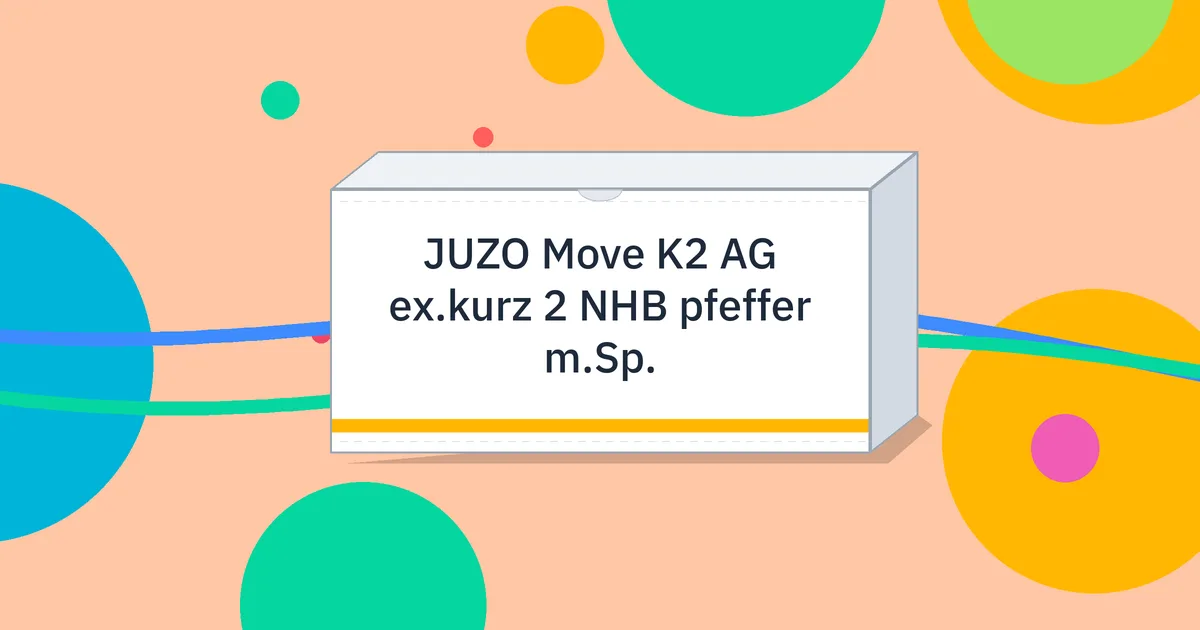 Symbolbild: Packung mit der Aufschrift JUZO Move K2 AG ex.kurz 2 NHB pfeffer m.Sp. (PZN 16637231) – Verfügbarkeit und Bezug in Apotheken in Frankfurt am Main