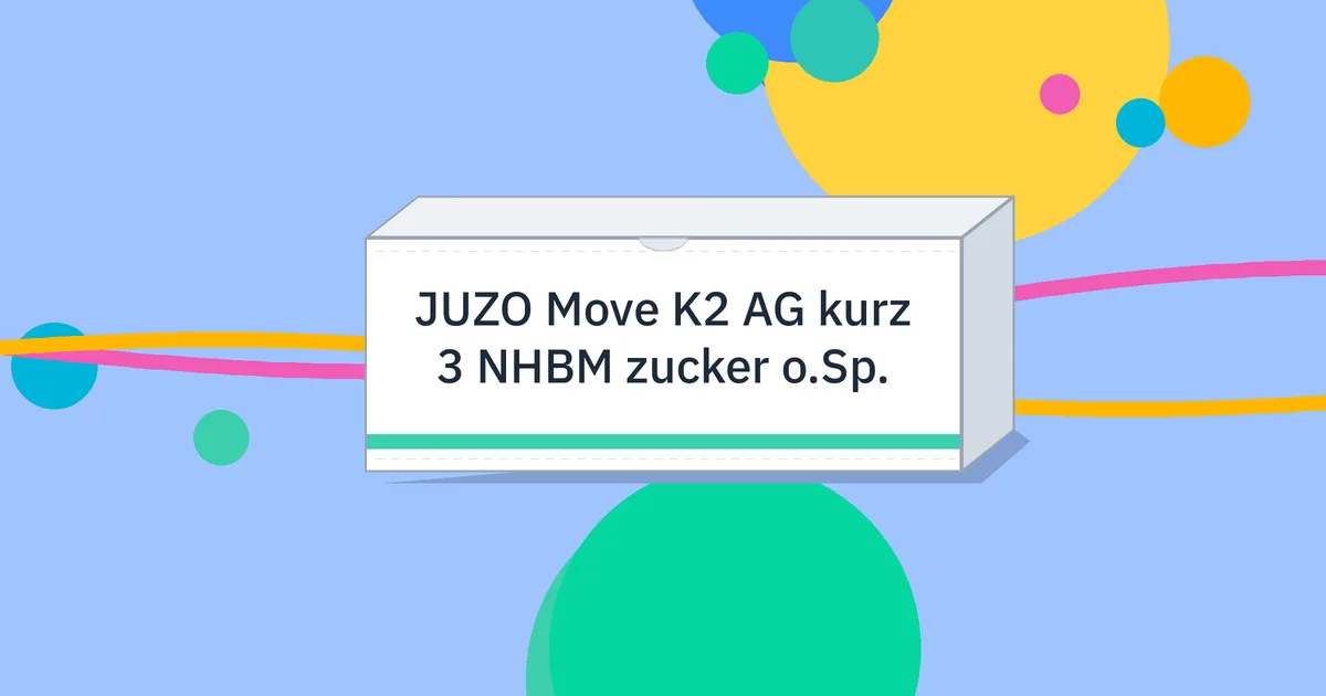 Symbolbild: Packung mit der Aufschrift JUZO Move K2 AG kurz 3 NHBM zucker o.Sp. (PZN 18529178) – Verfügbarkeit und Bezug in Apotheken in Frankfurt am Main