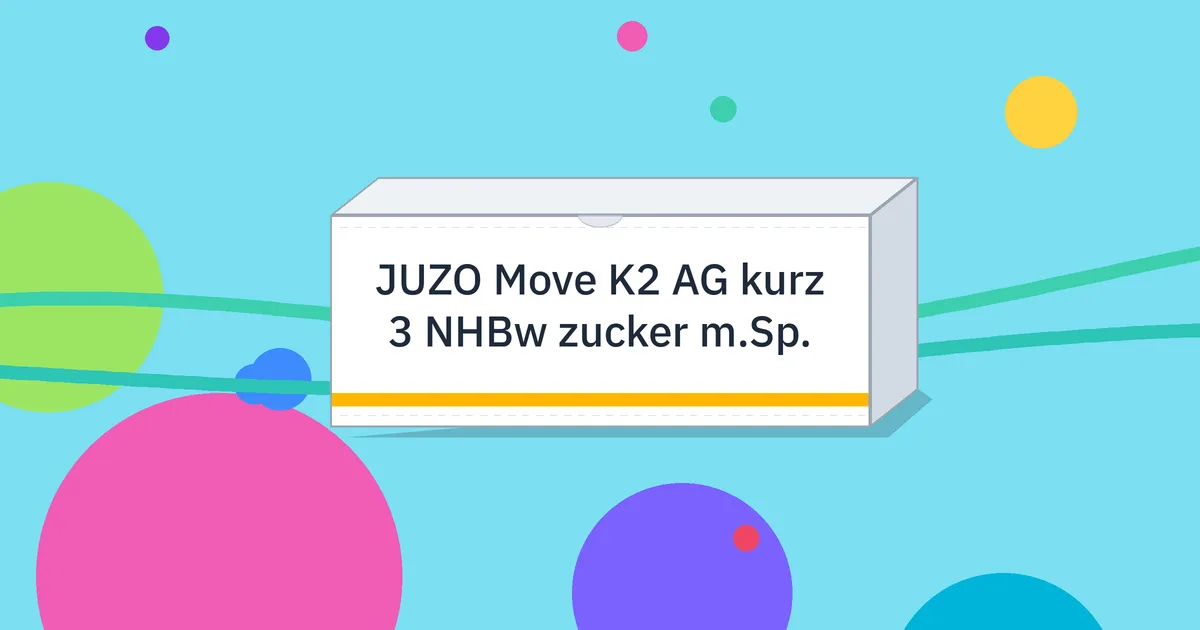 Symbolbild: Packung mit der Aufschrift JUZO Move K2 AG kurz 3 NHBw zucker m.Sp. (PZN 18526978) – Verfügbarkeit und Bezug in Apotheken in Frankfurt am Main