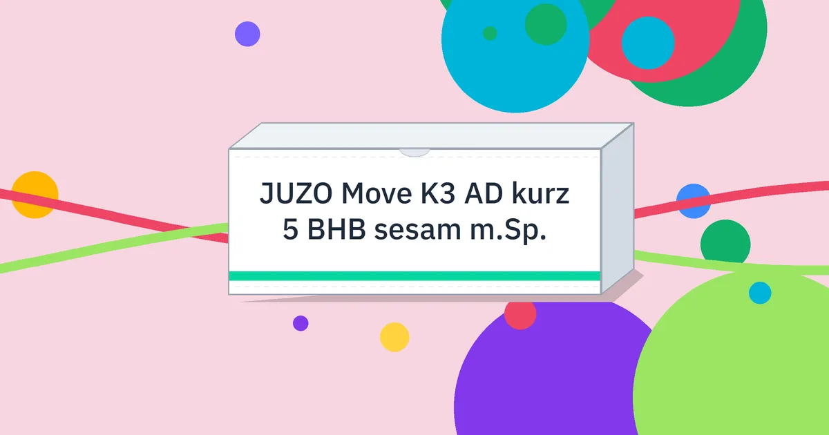Symbolbild: Packung mit der Aufschrift JUZO Move K3 AD kurz 5 BHB sesam m.Sp. (PZN 18568468) – Verfügbarkeit und Bezug in Apotheken in Frankfurt am Main