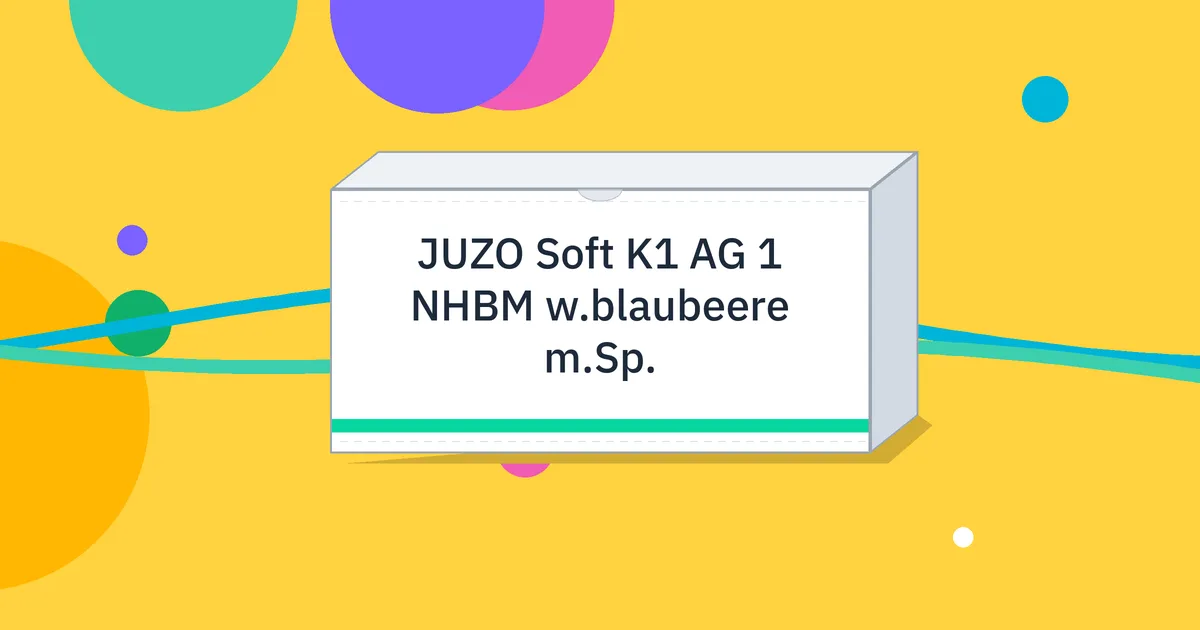 Symbolbild: Packung mit der Aufschrift JUZO Soft K1 AG 1 NHBM w.blaubeere m.Sp. (PZN 15015065) – Verfügbarkeit und Bezug in Apotheken in Frankfurt am Main