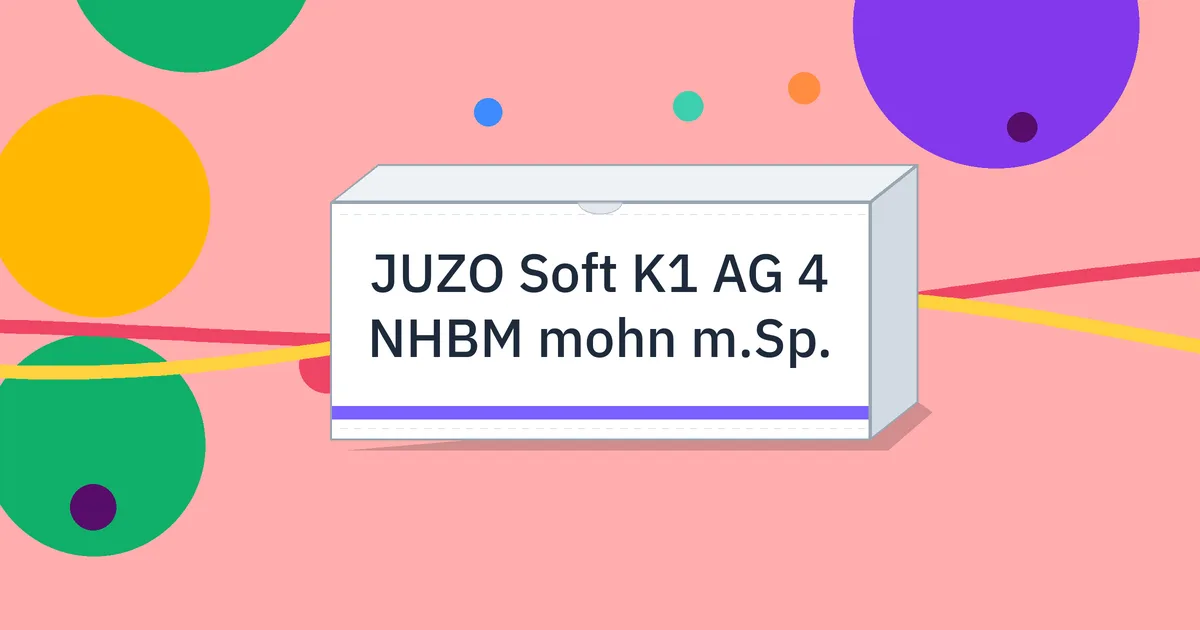 Symbolbild: Packung mit der Aufschrift JUZO Soft K1 AG 4 NHBM mohn m.Sp. (PZN 14999243) – Verfügbarkeit und Bezug in Apotheken in Frankfurt am Main