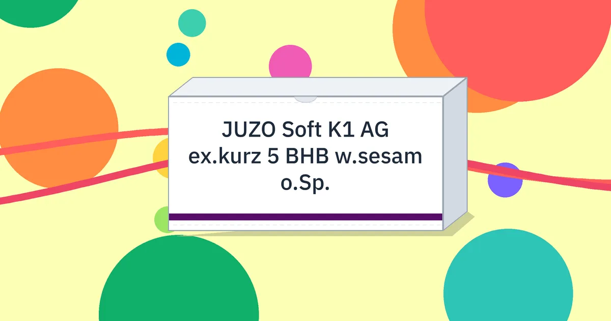 Symbolbild: Packung mit der Aufschrift JUZO Soft K1 AG ex.kurz 5 BHB w.sesam o.Sp. (PZN 14840086) – Verfügbarkeit und Bezug in Apotheken in Frankfurt am Main