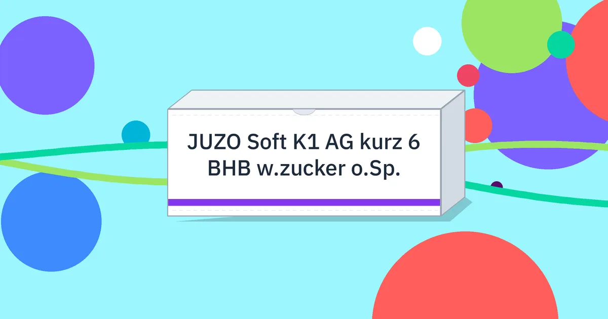 Symbolbild: Packung mit der Aufschrift JUZO Soft K1 AG kurz 6 BHB w.zucker o.Sp. (PZN 14838540) – Verfügbarkeit und Bezug in Apotheken in Frankfurt am Main
