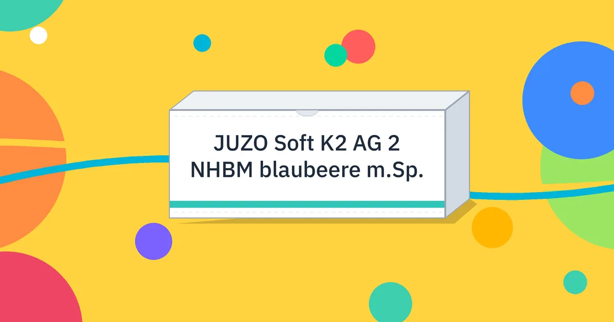 Symbolbild: Packung mit der Aufschrift JUZO Soft K2 AG 2 NHBM blaubeere m.Sp. (PZN 15018537) – Verfügbarkeit und Bezug in Apotheken in Frankfurt am Main
