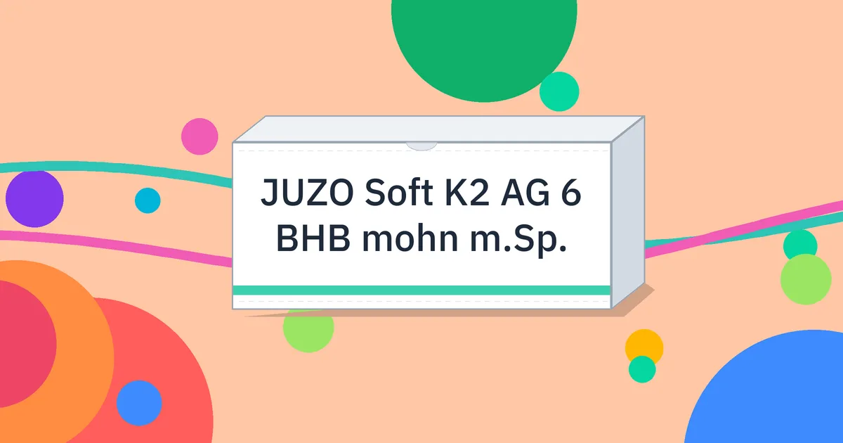 Symbolbild: Packung mit der Aufschrift JUZO Soft K2 AG 6 BHB mohn m.Sp. (PZN 14825106) – Verfügbarkeit und Bezug in Apotheken in Frankfurt am Main