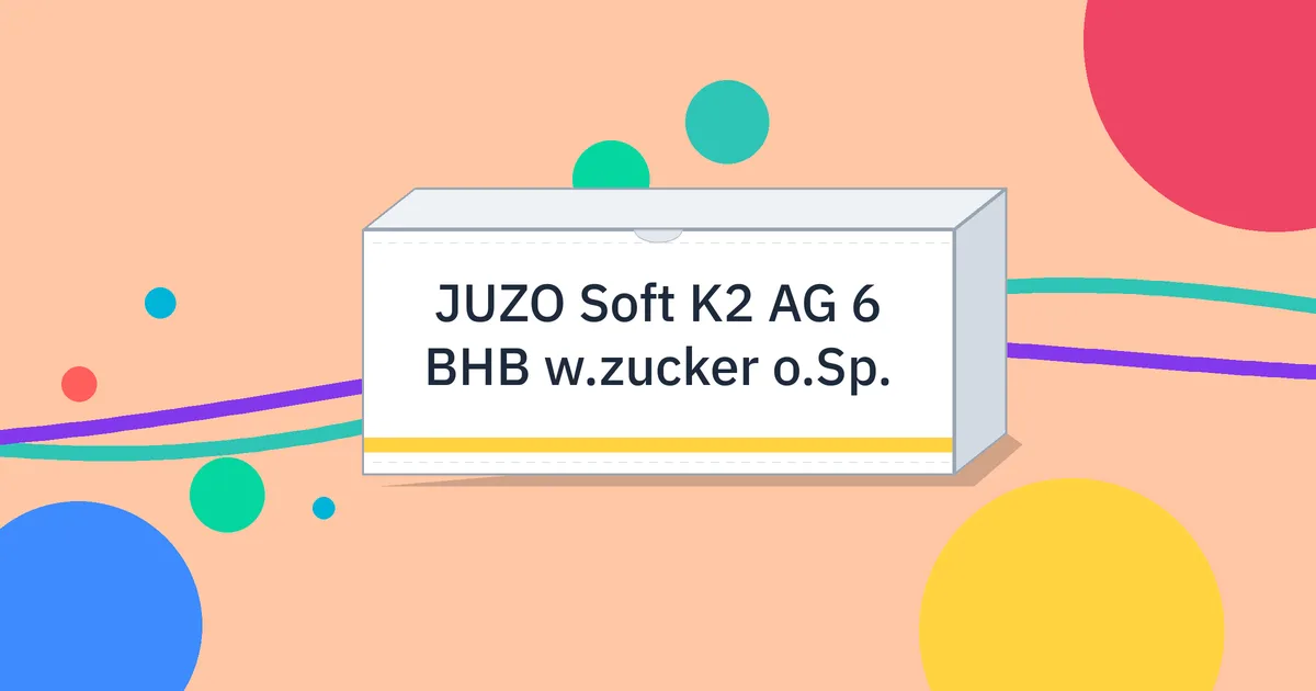 Symbolbild: Packung mit der Aufschrift JUZO Soft K2 AG 6 BHB w.zucker o.Sp. (PZN 14841186) – Verfügbarkeit und Bezug in Apotheken in Frankfurt am Main