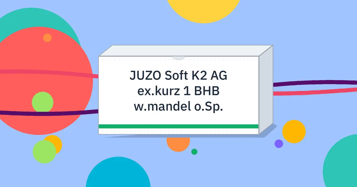 Symbolbild: Packung mit der Aufschrift JUZO Soft K2 AG ex.kurz 1 BHB w.mandel o.Sp. (PZN 14844196) – Verfügbarkeit und Bezug in Apotheken in Frankfurt am Main