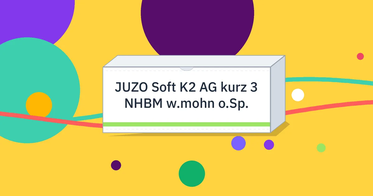 Symbolbild: Packung mit der Aufschrift JUZO Soft K2 AG kurz 3 NHBM w.mohn o.Sp. (PZN 14998226) – Verfügbarkeit und Bezug in Apotheken in Frankfurt am Main