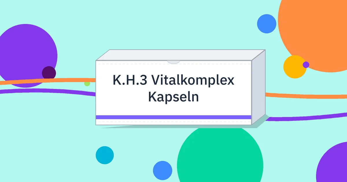 Symbolbild: Packung mit der Aufschrift K.H.3 Vitalkomplex Kapseln (PZN 11524516) – Verfügbarkeit und Bezug in Apotheken in Frankfurt am Main