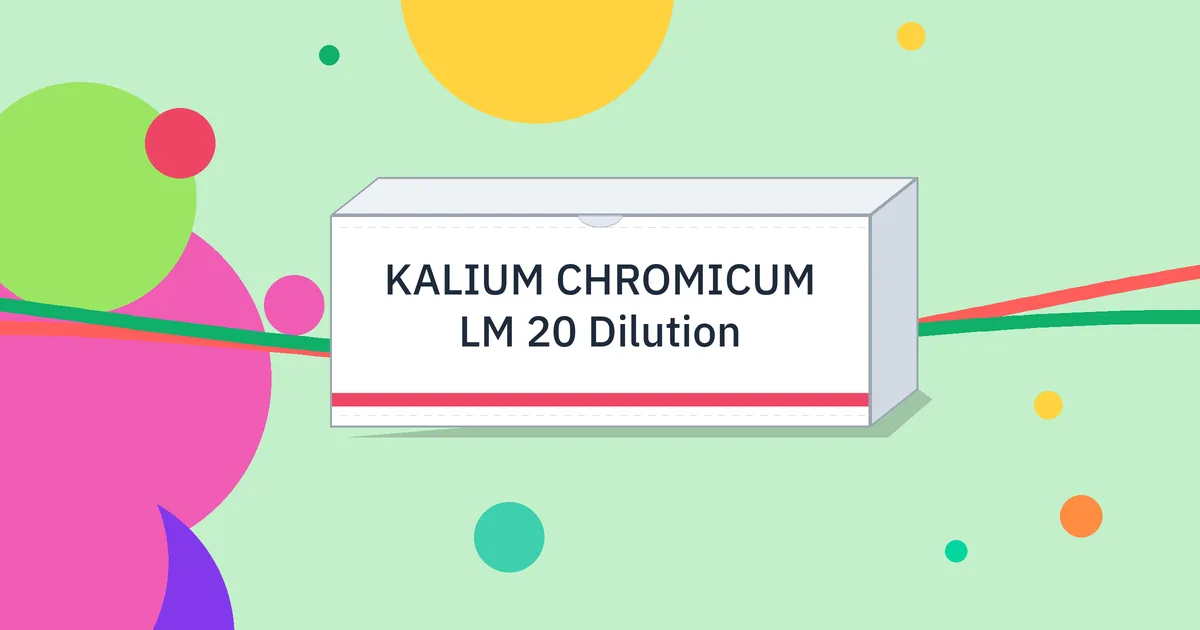 Symbolbild: Packung mit der Aufschrift KALIUM CHROMICUM LM 20 Dilution (PZN 12919292) – Verfügbarkeit und Bezug in Apotheken in Frankfurt am Main