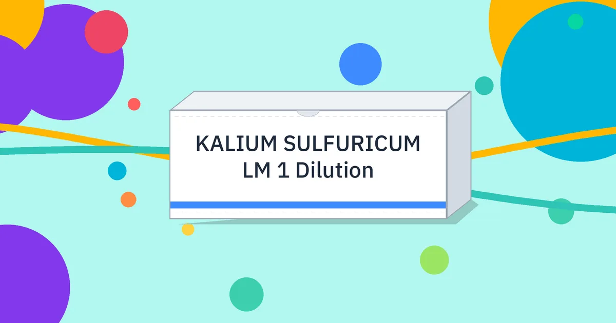 Symbolbild: Packung mit der Aufschrift KALIUM SULFURICUM LM 1 Dilution (PZN 12926211) – Verfügbarkeit und Bezug in Apotheken in Frankfurt am Main