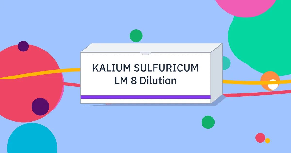 Symbolbild: Packung mit der Aufschrift KALIUM SULFURICUM LM 8 Dilution (PZN 12926263) – Verfügbarkeit und Bezug in Apotheken in Frankfurt am Main