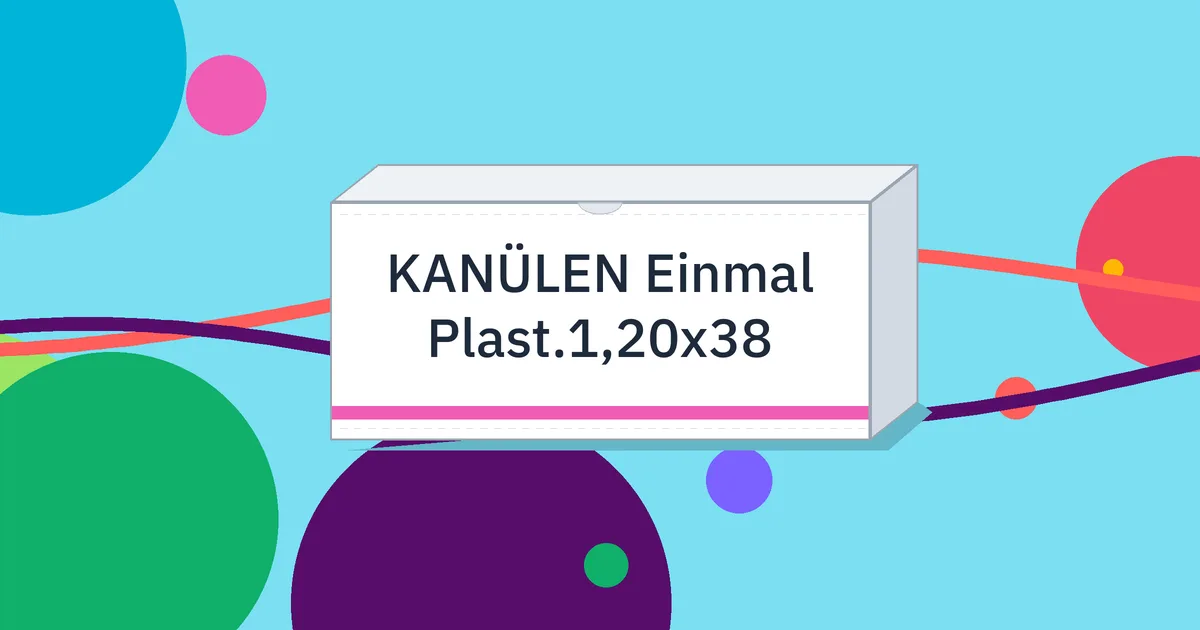 Symbolbild: Packung mit der Aufschrift KANÜLEN Einmal Plast.1,20x38 (PZN 01963858) – Verfügbarkeit und Bezug in Apotheken in Frankfurt am Main
