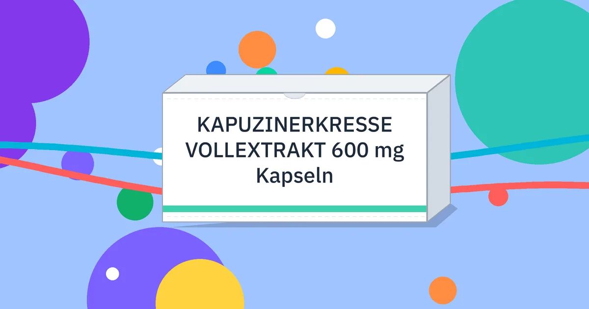 Symbolbild: Packung mit der Aufschrift KAPUZINERKRESSE VOLLEXTRAKT 600 mg Kapseln (PZN 11008795) – Verfügbarkeit und Bezug in Apotheken in Frankfurt am Main