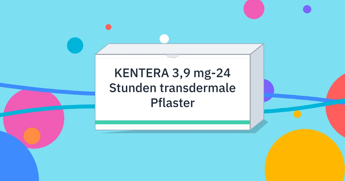 Symbolbild: Packung mit der Aufschrift KENTERA 3,9 mg-24 Stunden transdermale Pflaster (PZN 20029767) – Verfügbarkeit und Bezug in Apotheken in Frankfurt am Main