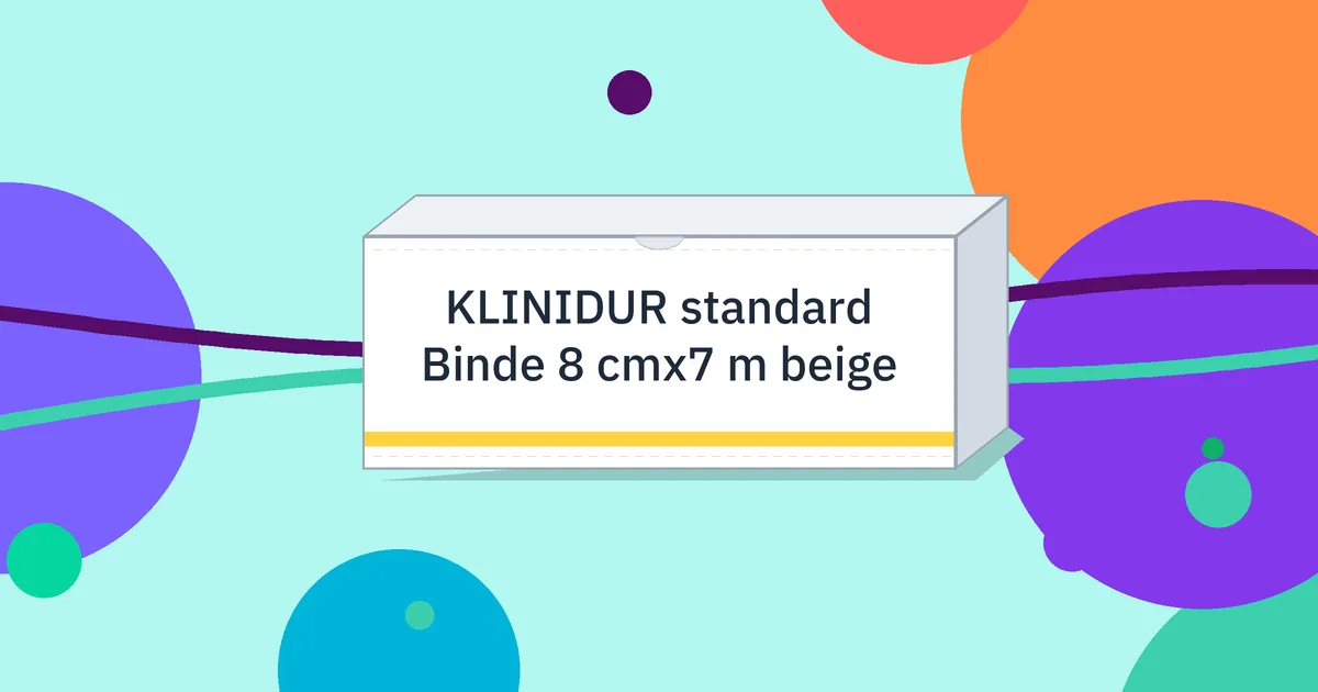 Symbolbild: Packung mit der Aufschrift KLINIDUR standard Binde 8 cmx7 m beige (PZN 19885662) – Verfügbarkeit und Bezug in Apotheken in Frankfurt am Main