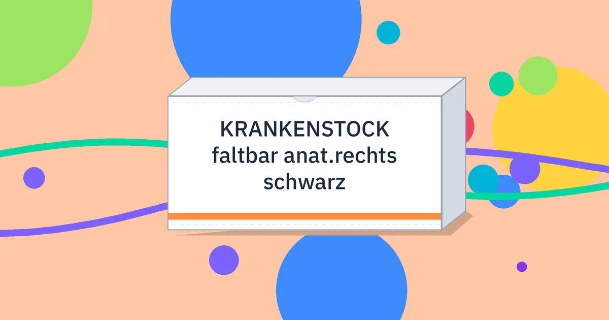 Symbolbild: Packung mit der Aufschrift KRANKENSTOCK faltbar anat.rechts schwarz (PZN 03053126) – Verfügbarkeit und Bezug in Apotheken in Frankfurt am Main