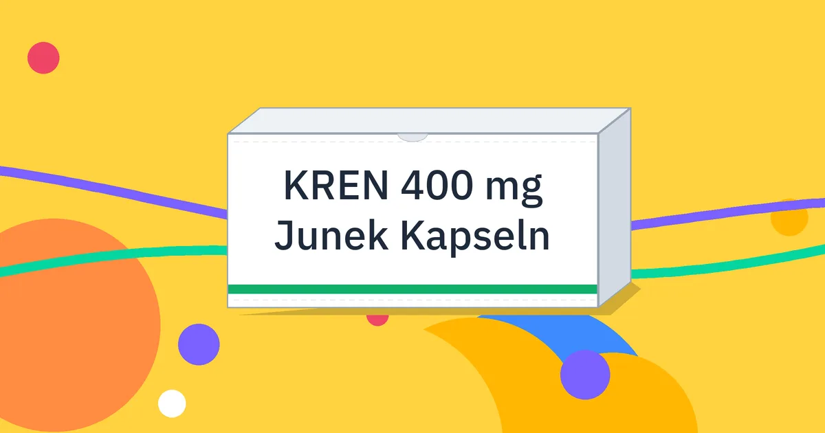 Symbolbild: Packung mit der Aufschrift KREN 400 mg Junek Kapseln (PZN 00139330) – Verfügbarkeit und Bezug in Apotheken in Frankfurt am Main